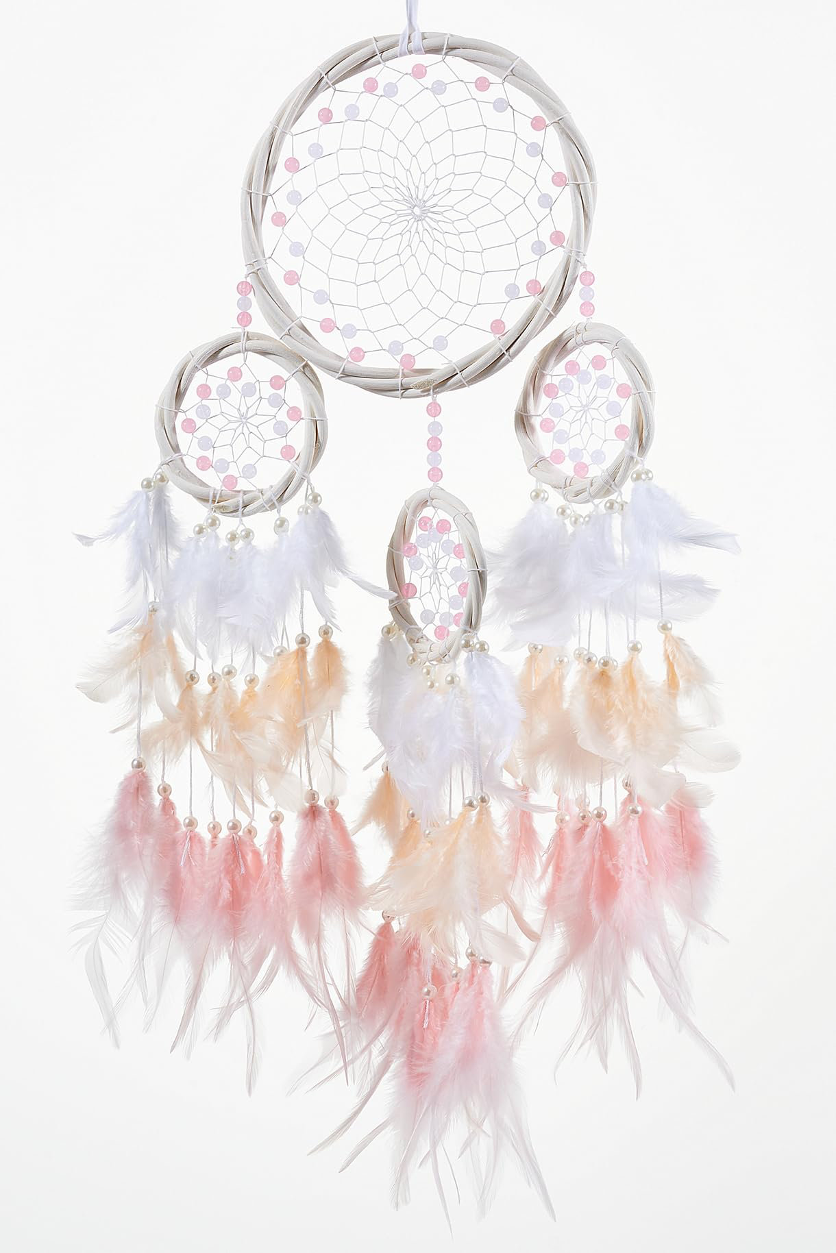 Bungalow Rose Large Rattan Dream Catchers - Pink Rooster Feather With ...