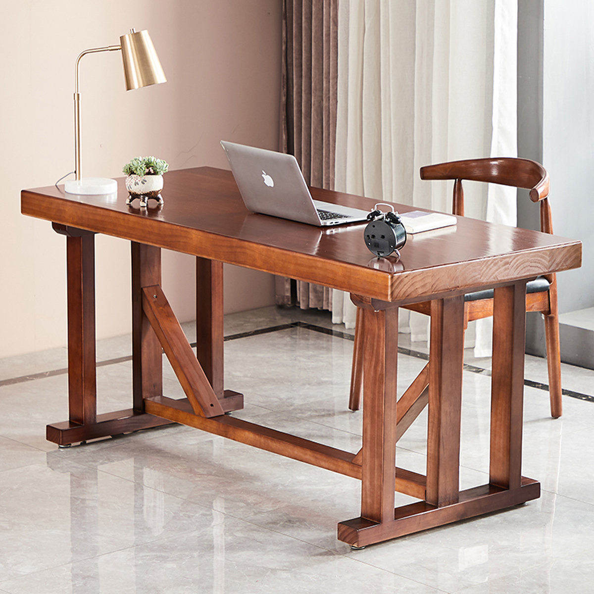 Cozynest 70.87" Dark Walnut Rectangular Solid Wood desks - Wayfair Canada