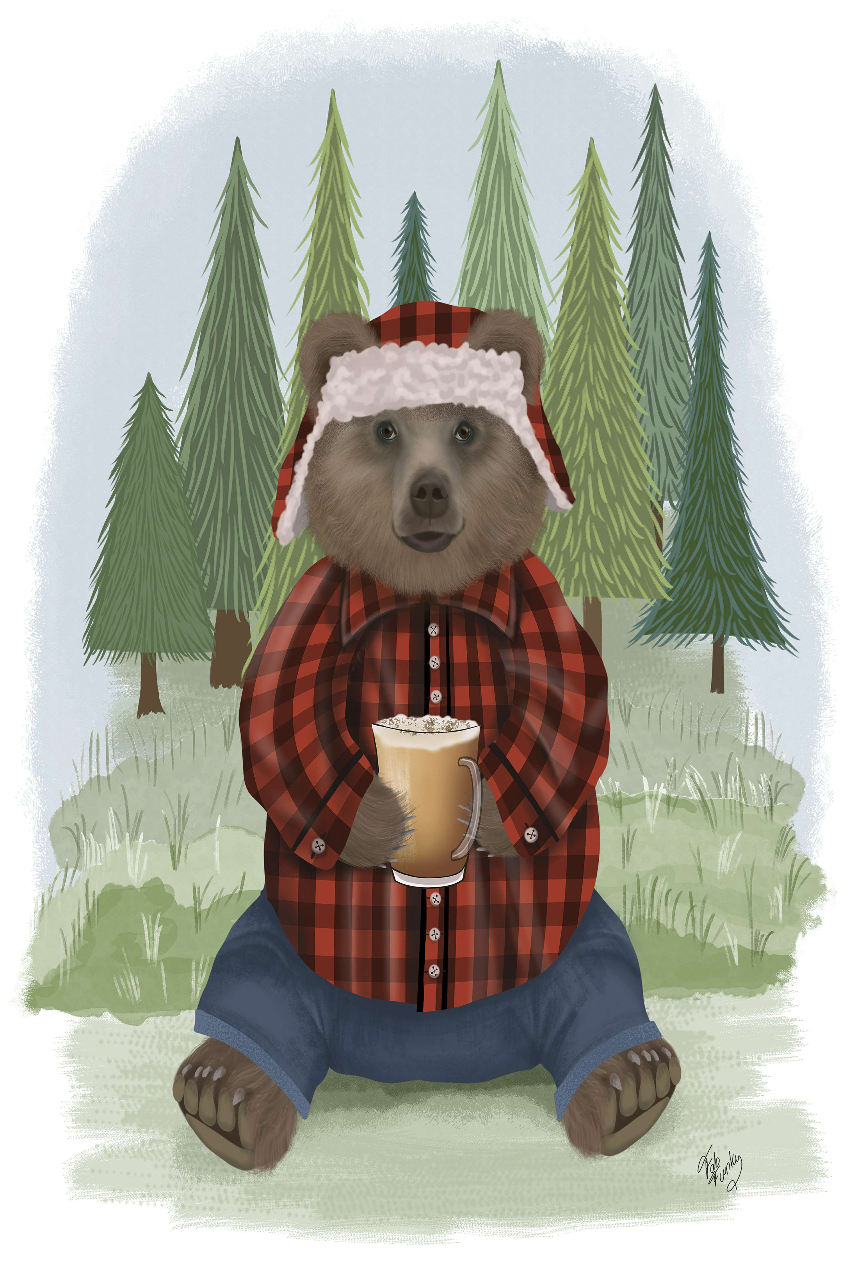 Trinx Lumberjack Bear Latte - Wrapped Canvas Print | Wayfair