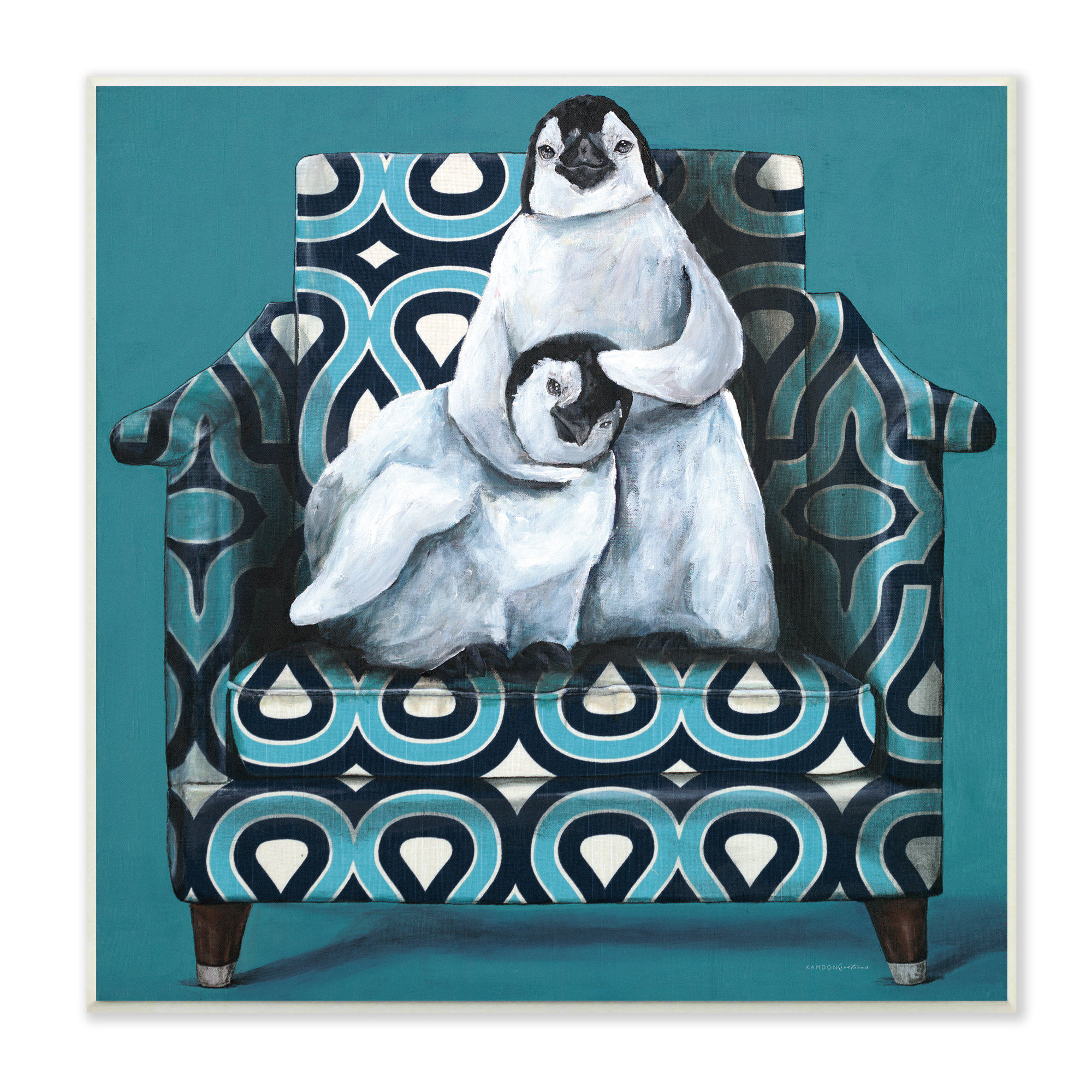 Stupell Industries Pair Penguins Relaxing Head Pat Patterned Sofa Chair ...