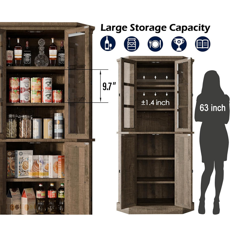 Millwood Pines Farmhouse Tall Corner Display Cabinet | Wayfair