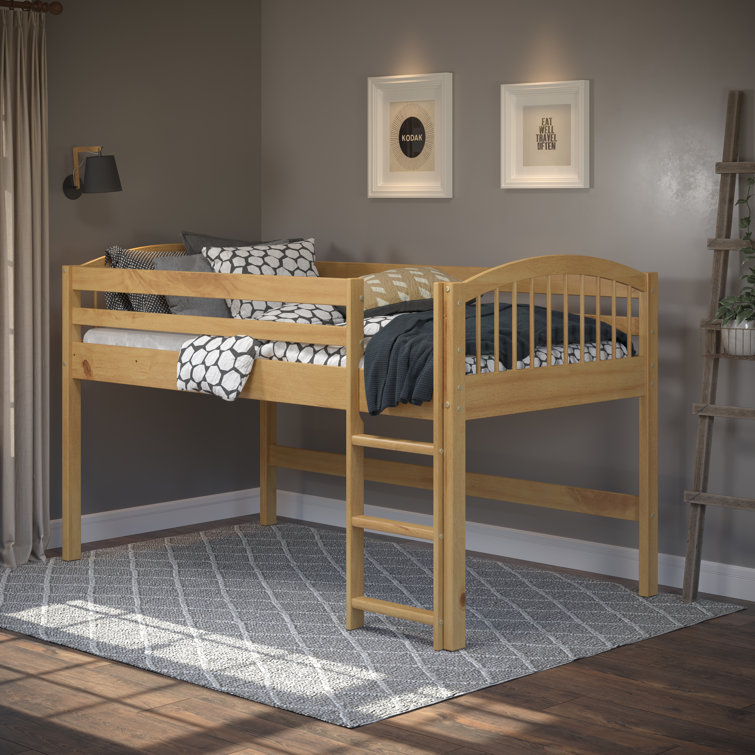 Harriet Bee Fresno Single (3') Solid Wood Bed Frames Mid Sleeper Loft ...