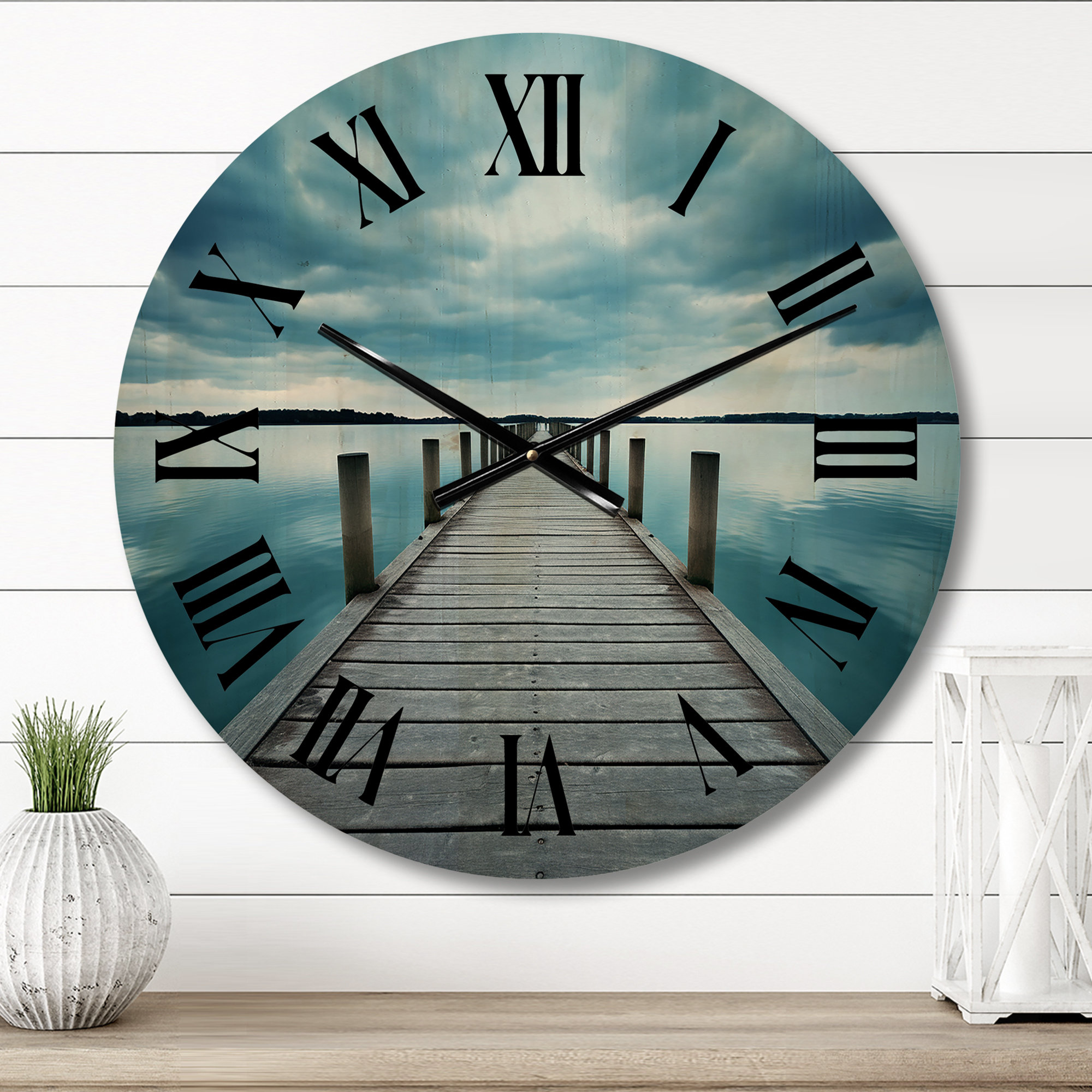 East Urban Home Pier of Tranquility - Coastal Pier Oversized Wood Wall ...