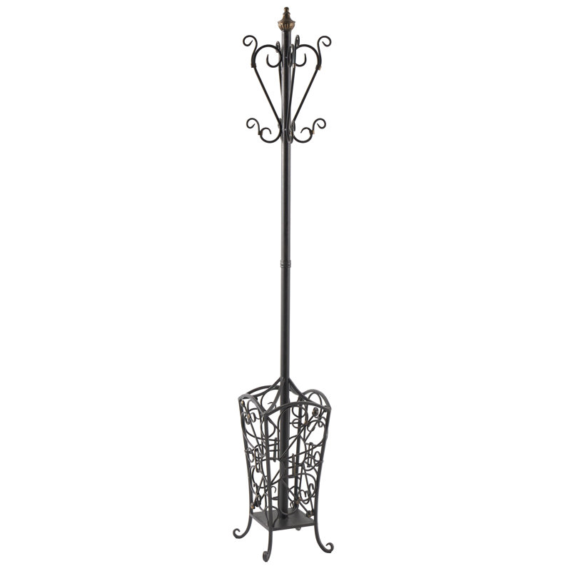 Astoria Grand Metal Vintage Style Black Coat Rack with Scroll Designs ...