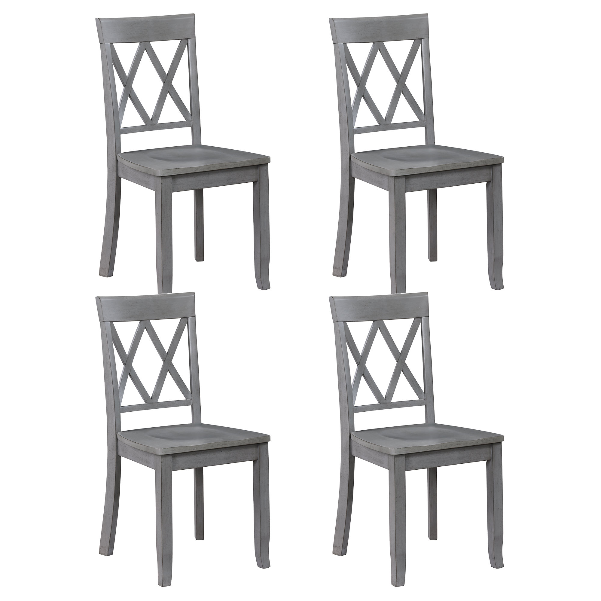 Gracie Oaks Brookner 17" Wide Wooden Dining Chairs With Double Cross ...