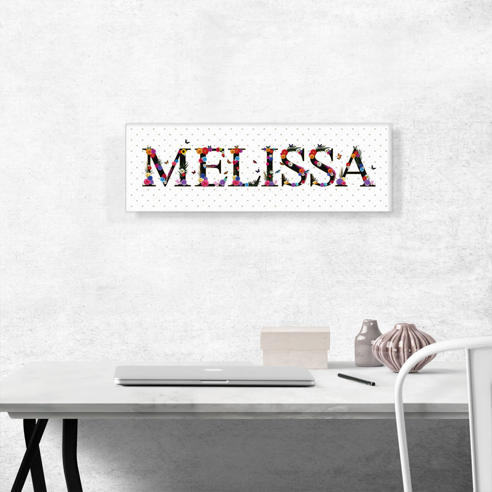 ARTCANVAS MELISSA Girls Name - Wrapped Canvas Panoramic Textual Art ...