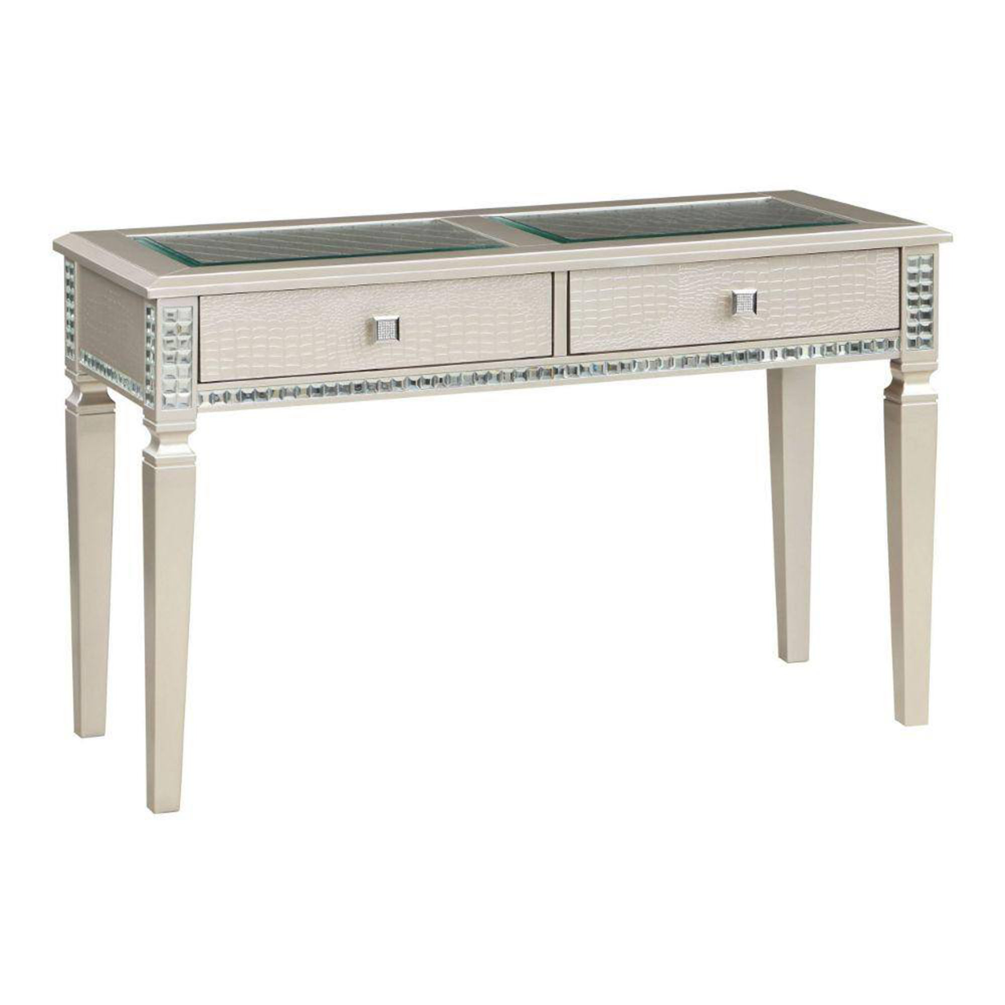 Rosdorf Park Sofa Table Silver Glam Storage Drawers Table | Wayfair