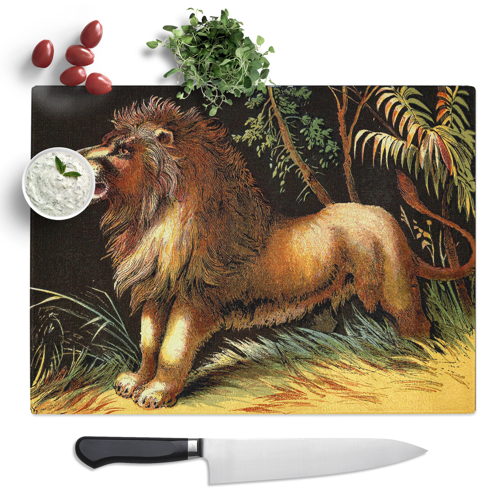 Astoria Grand Vintage The Lion 1880 Male Lion Glass Chopping Board ...
