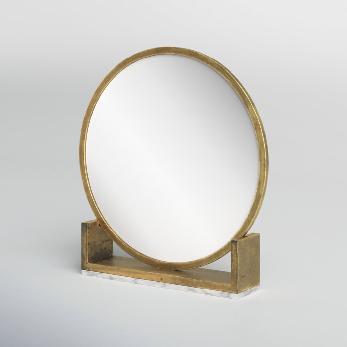 Birch Lane™ Marble Round Floor Mirror | Wayfair