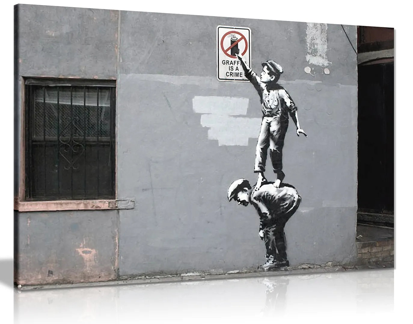 Happy Larry Banksy Graffiti Is A Crime Canvas Wall Art Picture Print ...
