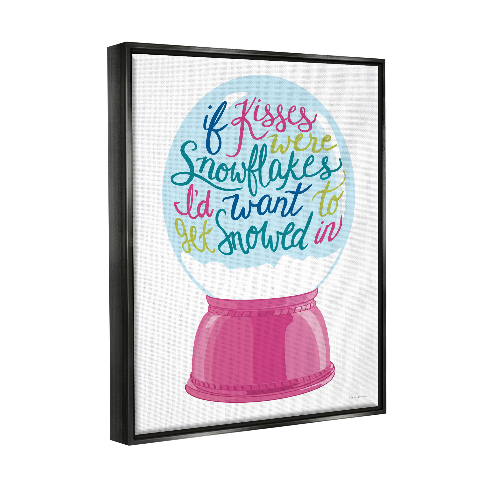 Stupell Industries Romantic Snowflake Kisses Snow Globe Winter Quote by ...
