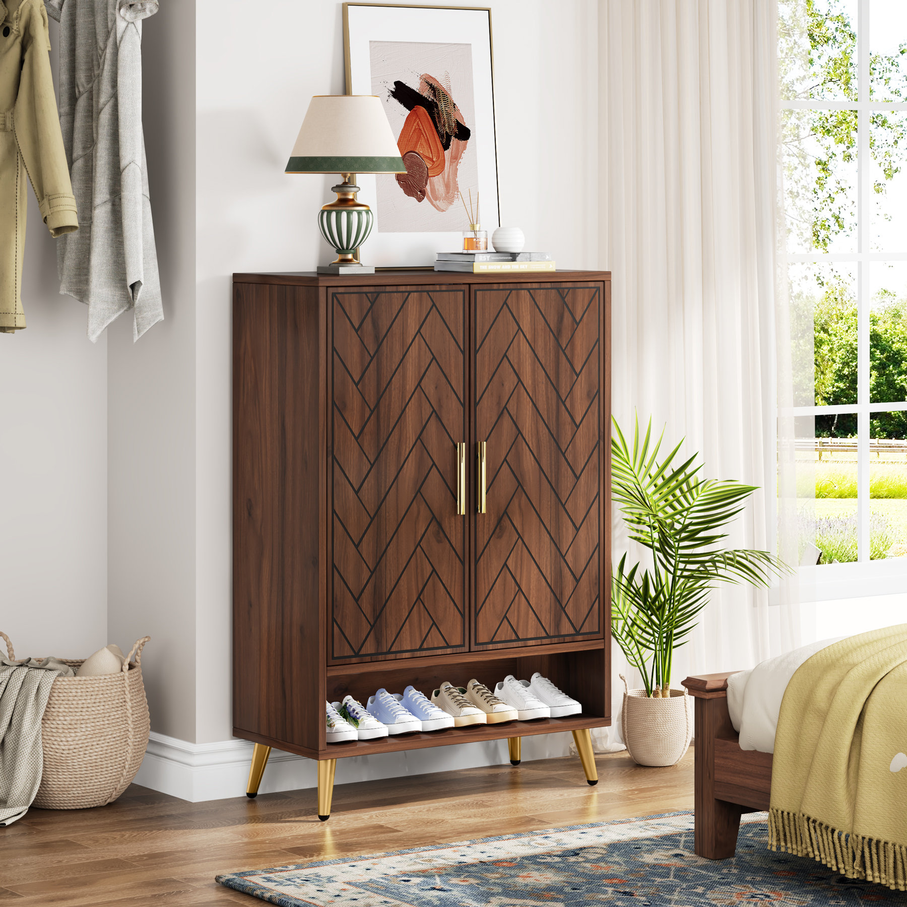 Everly Quinn Ricolson 24 Pair Shoe Cabinet for Entryway & Reviews ...