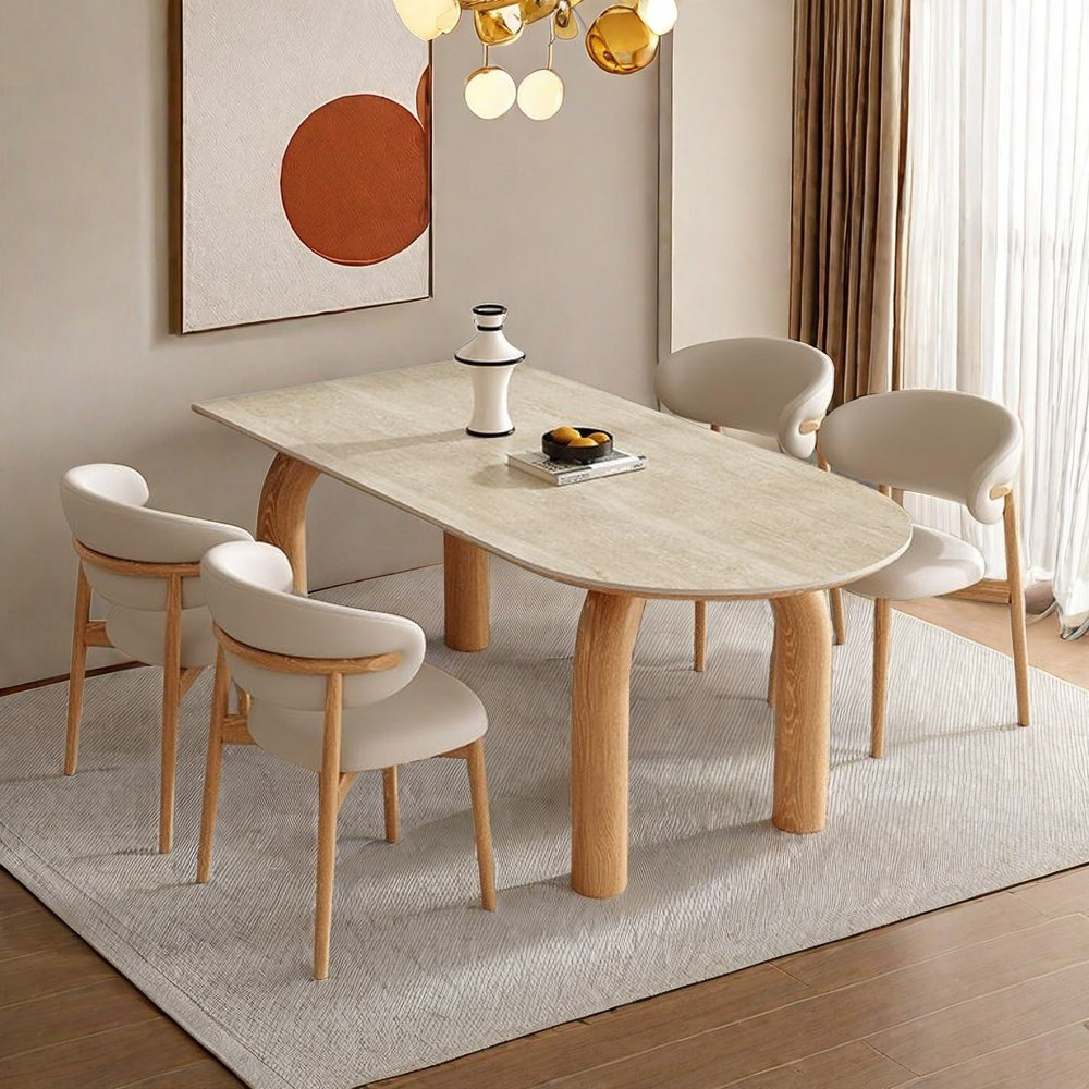 A Zoetic Home Creme style solid wood rock dining table set - Wayfair Canada