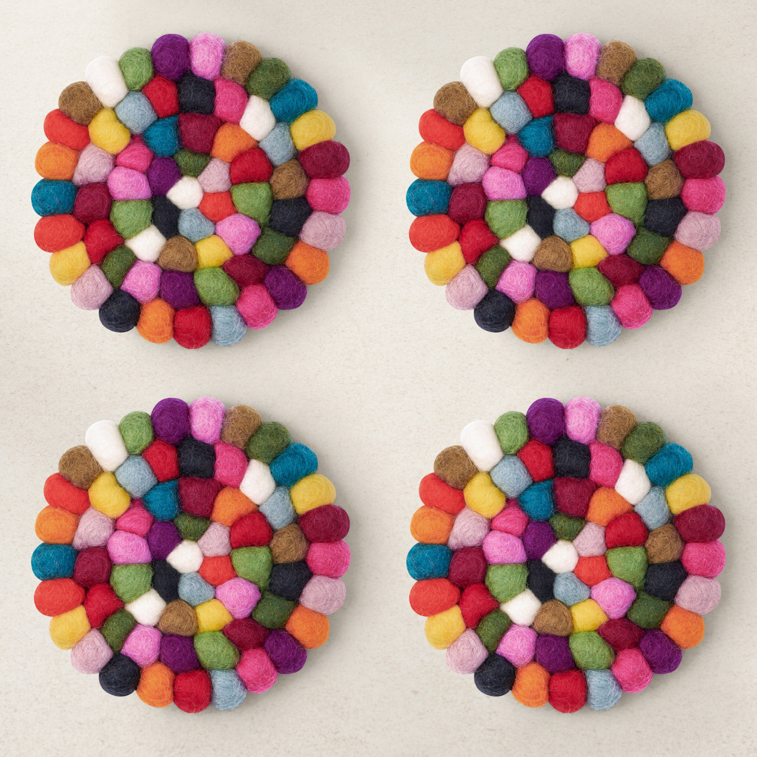 Torre & Tagus MODWOOL Wool Ball Round Coasters (Set of 4) | Wayfair