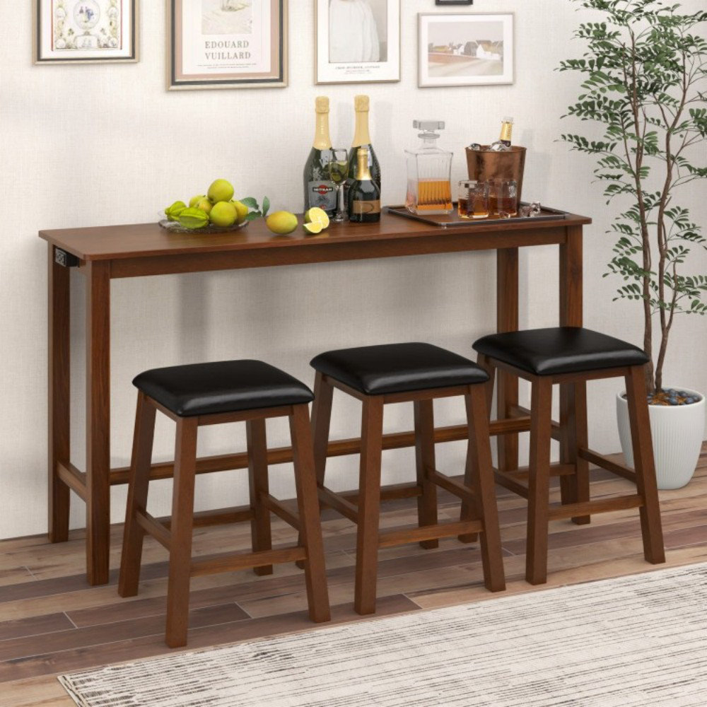 Latitude Run® 4-Piece Bar Table Set Counter-Height Table and 3 PVC ...