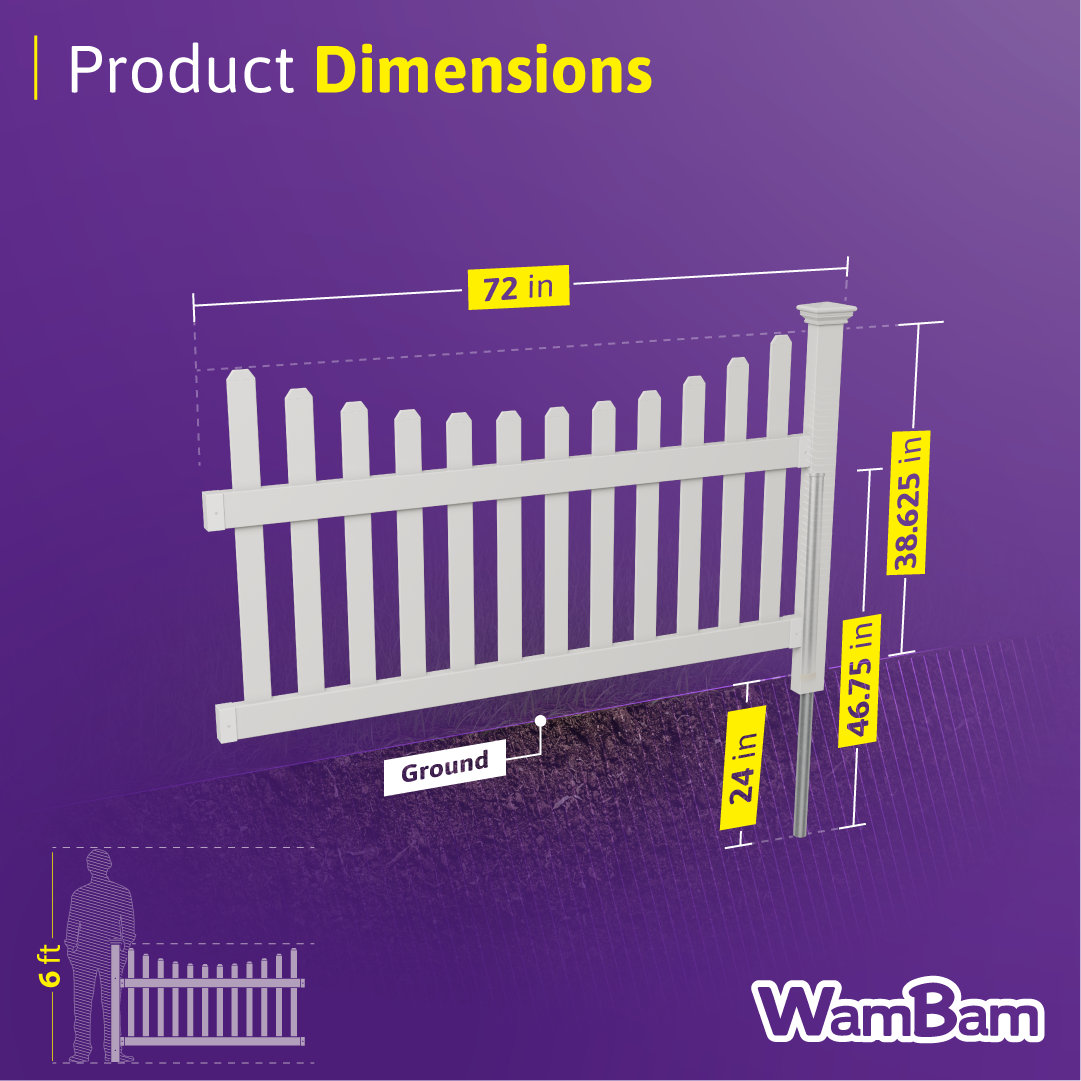 WamBam No-Dig Fence 3.5ft H x 6ft W (1 Panel + 1 Post) No Dig WamBam ...