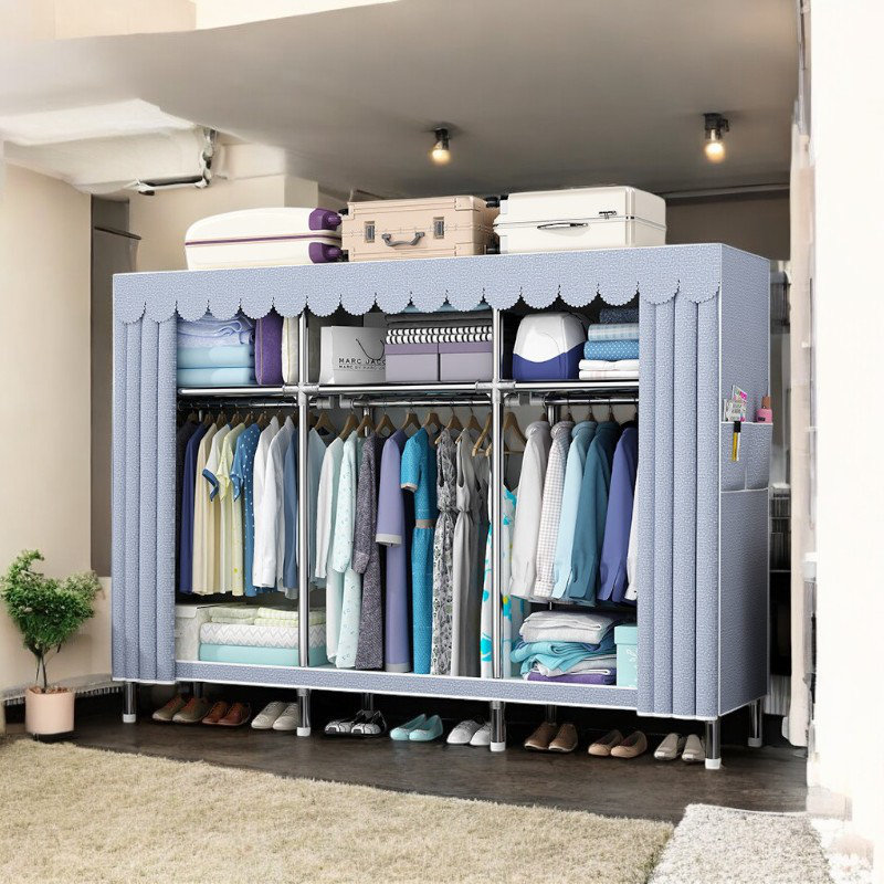 INO Design 76" Portable Clothes Storage Closet Organizer Wardrobe Rack ...