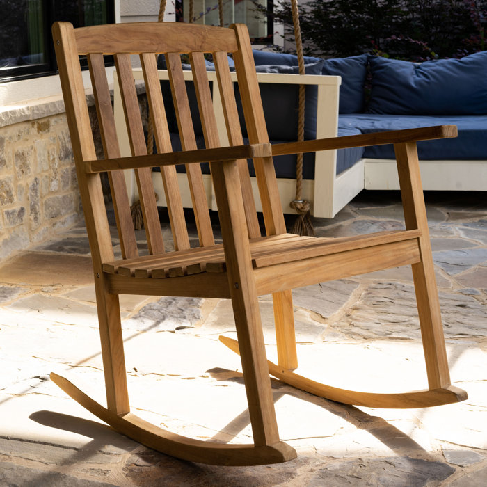 Loon Peak® Coleman Teak Outdoor Rocking Chair | Wayfair