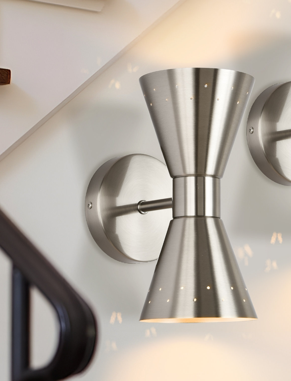 Wrought Studio™ 2-Light Geometric Wall Sconce Modern With Iron Shade ...