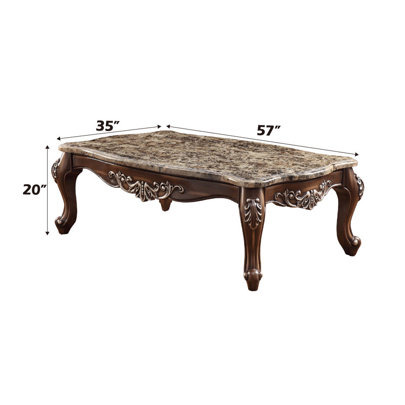 Lark Manor Musani Marble Top Coffee Table in Antique Oak & Reviews ...