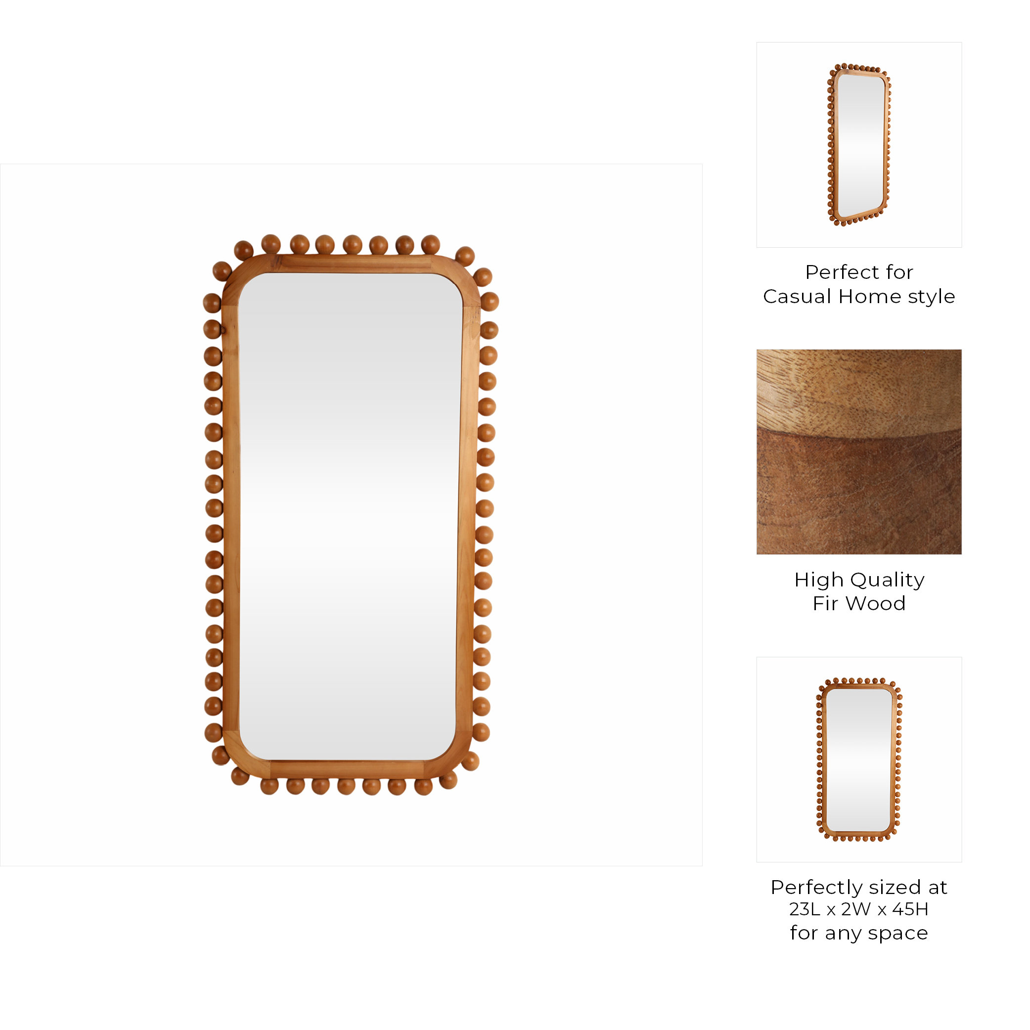 Bungalow Rose 23X45" Knobby Rectangular Mirror | Wayfair