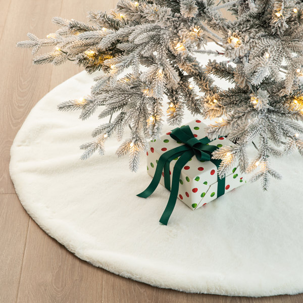 Glitzhome Faux Rabbit Fur Christmas Tree Skirt & Reviews | Wayfair