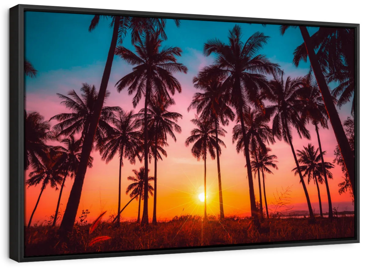 Bayou Breeze Silhouette Tropical Sunset Canvas Print | Wayfair