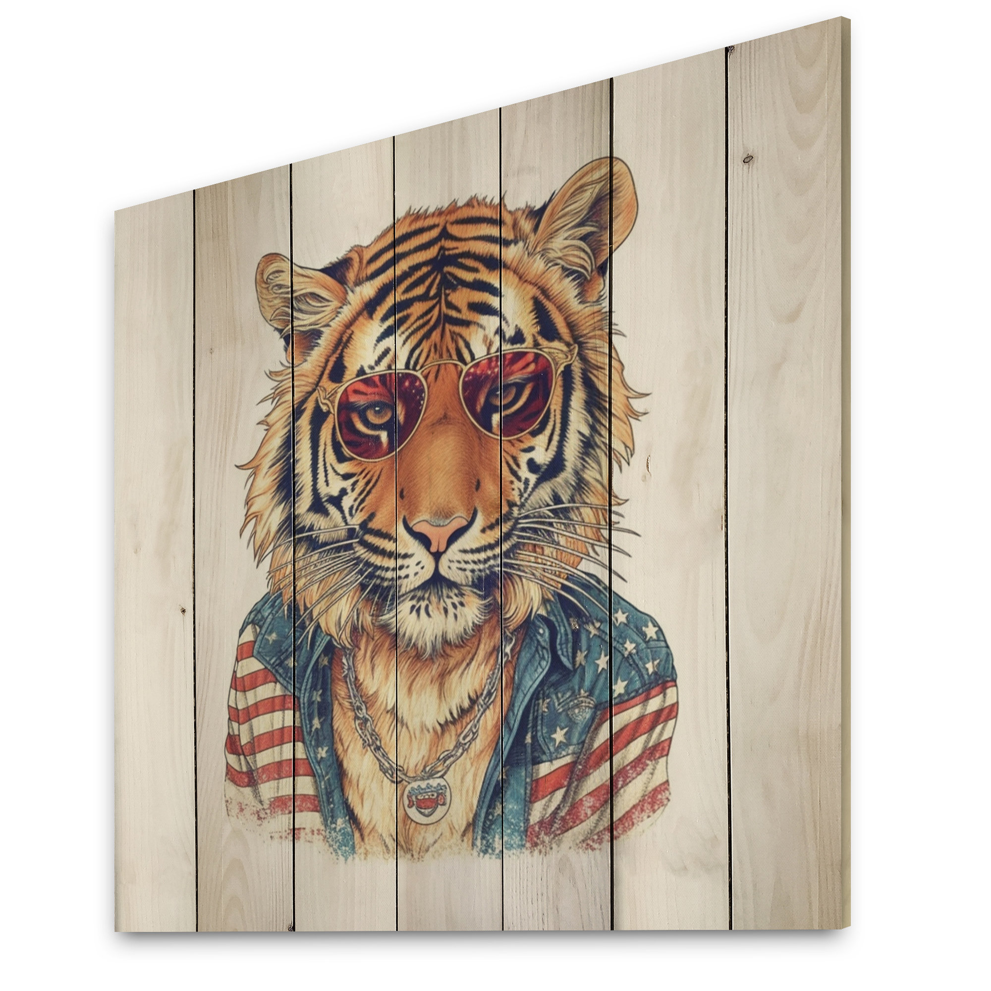 Trinx Orange Blue Tiger With Sunglasses - Animals Tiger Fashion Print ...