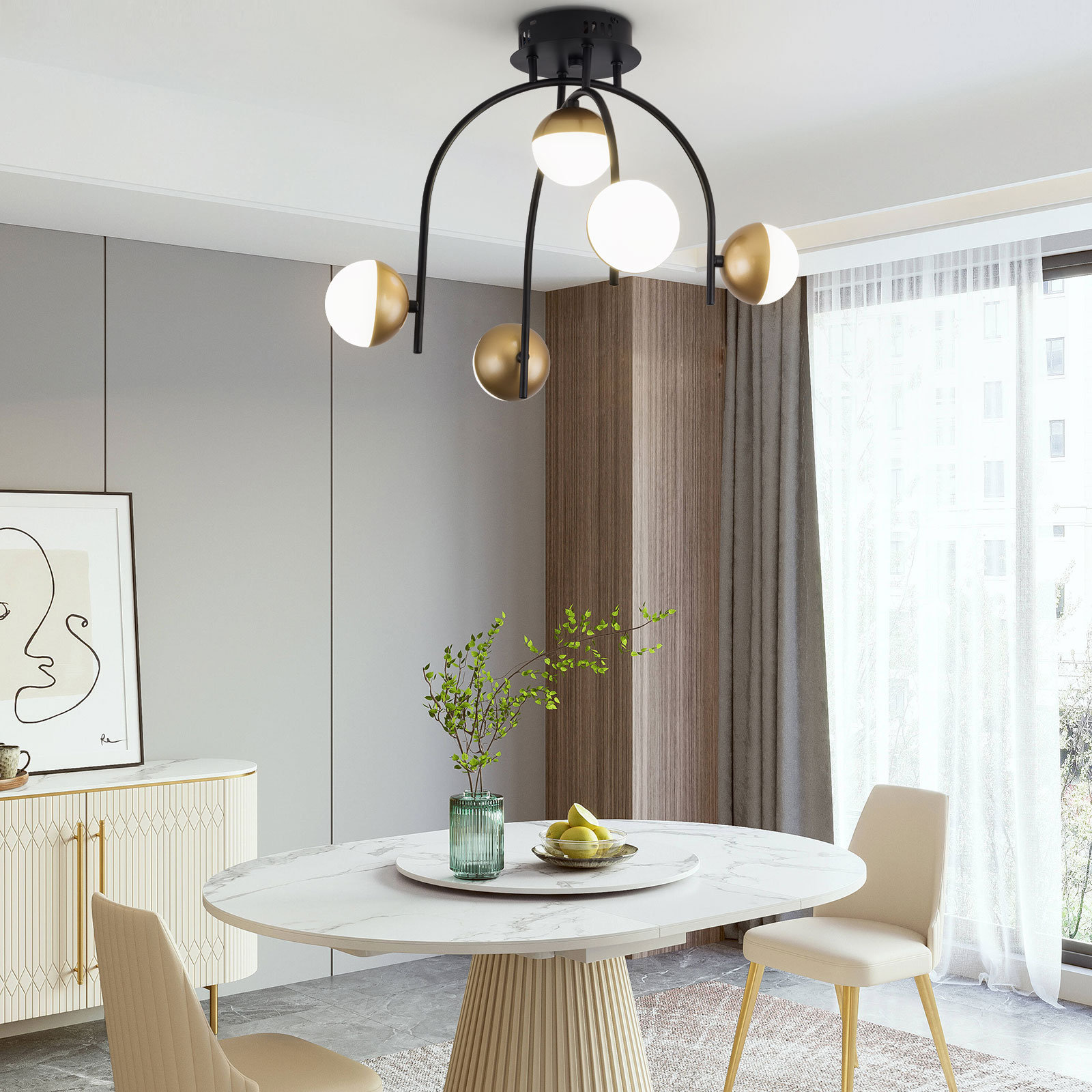 Wrought Studio™ Drescher Retro Classical 5 Lamps Globe Chandelier ...