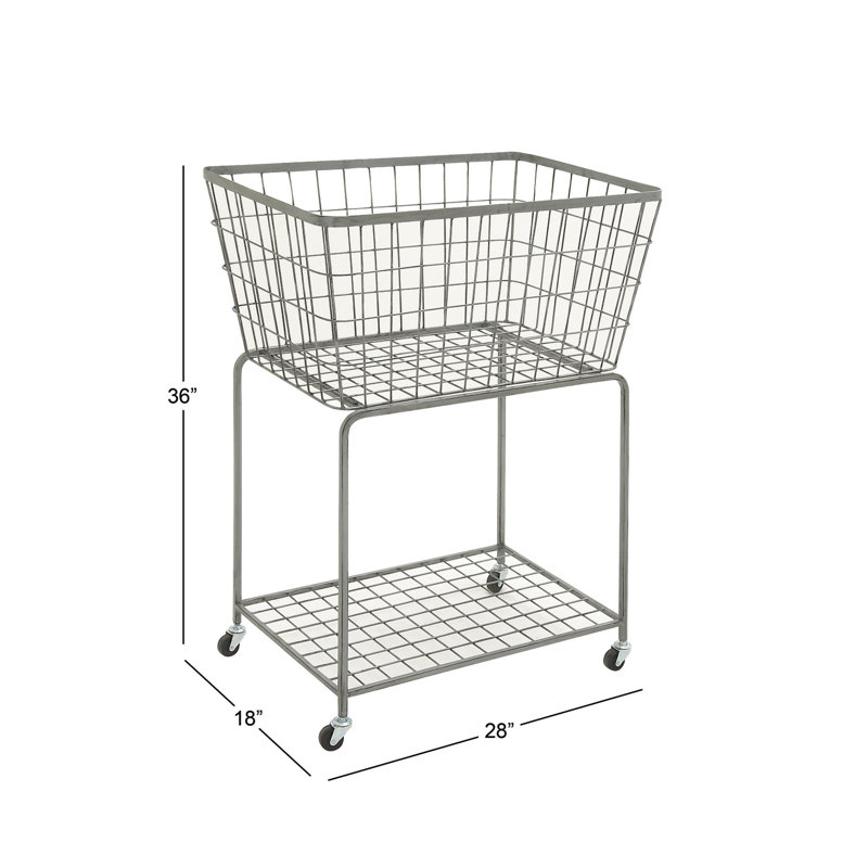 Rebrilliant Metal Deep Set Wire Basket Gray Storage Cart with Wheels ...