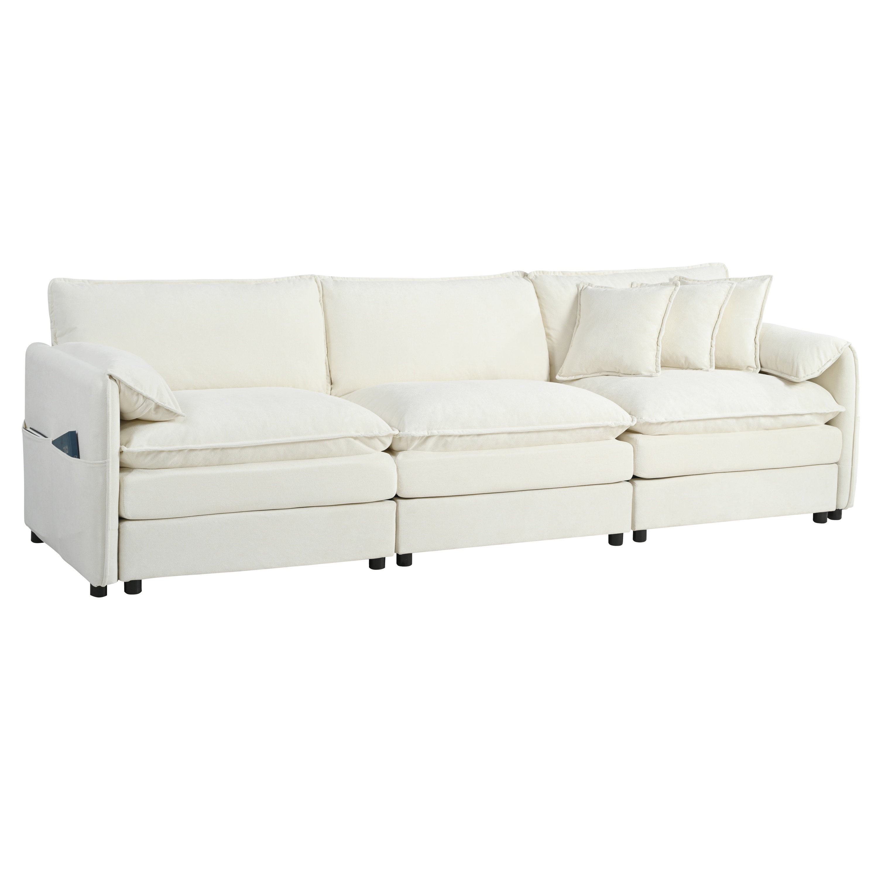 Latitude Run® Oversized Deep Seat Sectional Sofa, Large 3-Seater Modular Sofa with 3 Pillows ...