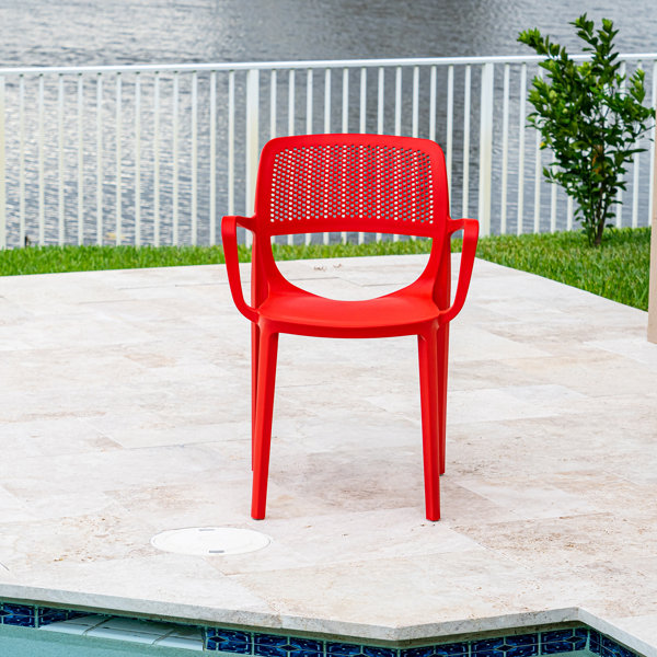 Rainbow Outdoor Stacking Patio Dining Armchair | Wayfair