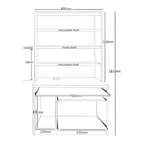 Ebern Designs Fernande 85Cm W Rectangle Computer Desk with Hutch ...