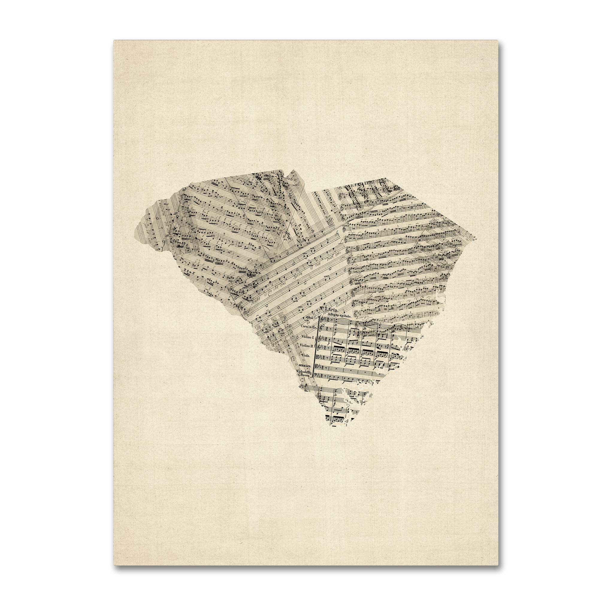 17 Stories 'Old Sheet Music Map of South Carolina' Graphic Art Print on ...