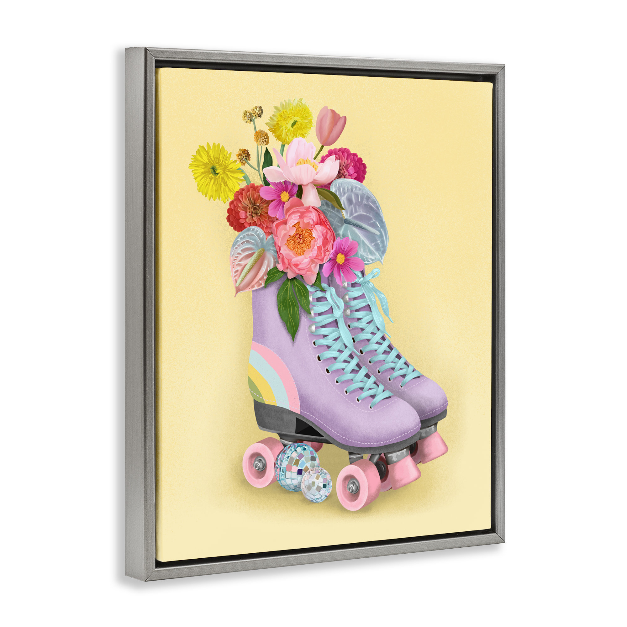 Dakota Fields Disco Roller Skate Flowers Floating Frame, design by ...