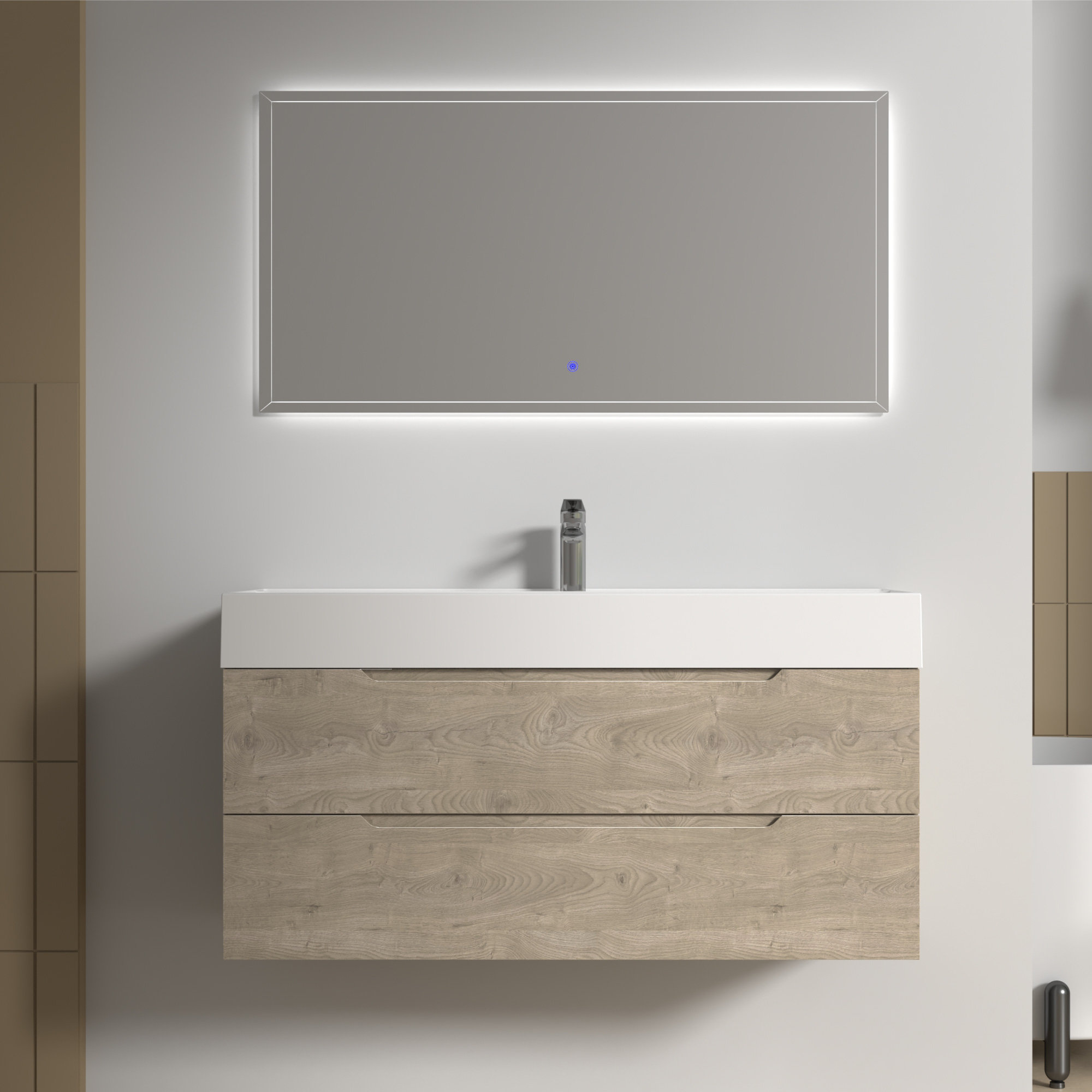 TONA Single Bathroom Vanity Wall-mounted Floating vanities with Resin ...