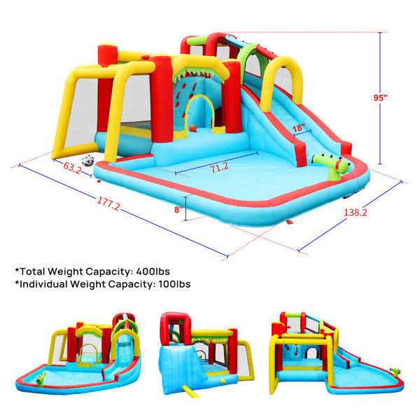 YIORTWO 11.5Ft × 14.7Ft Mega Inflatable Water Park With Slide, Pool ...