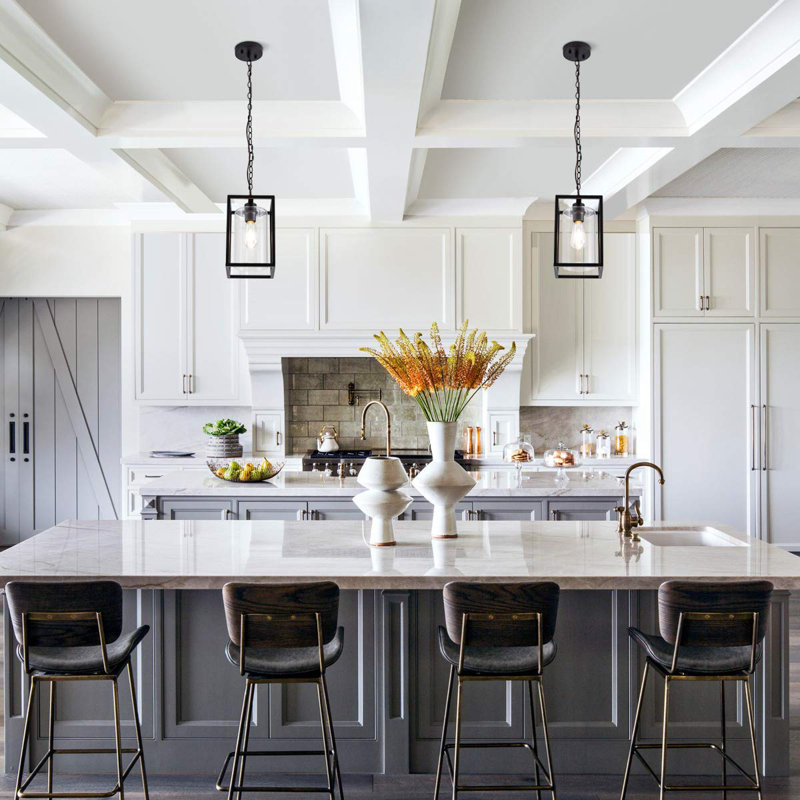 17 Stories Industrial Retro Pendant Lighting Iron With Modern Clear ...