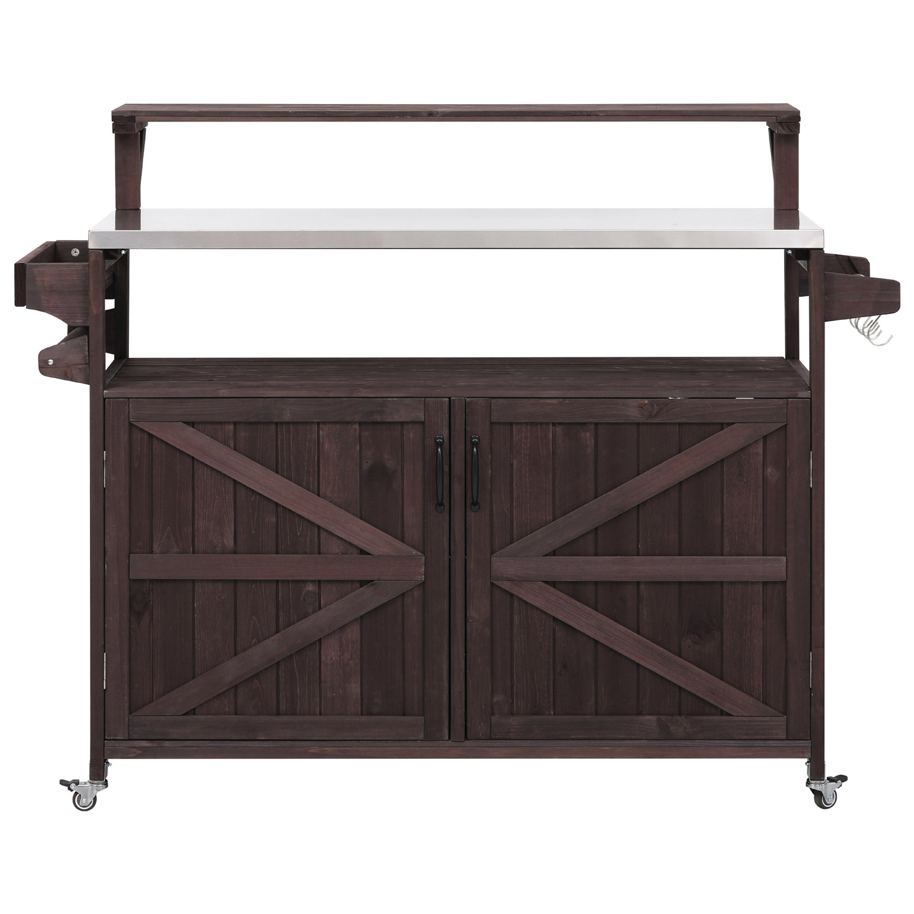 Gracie Oaks Kitchen Island with Raised Shelf | Wayfair