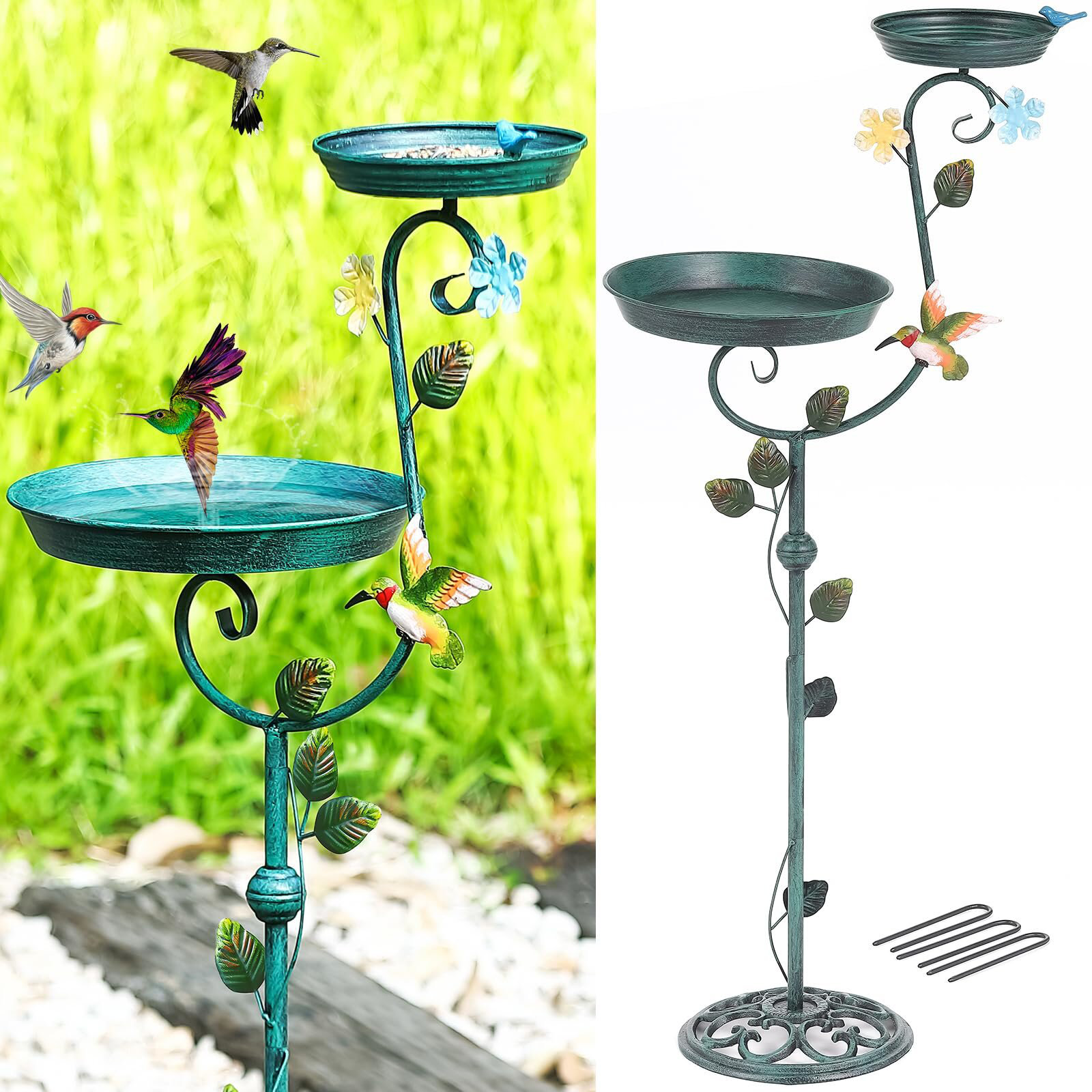 Lark Manor Bird Bath For Outside, 43" Tall Bird Baths And Feeders For ...