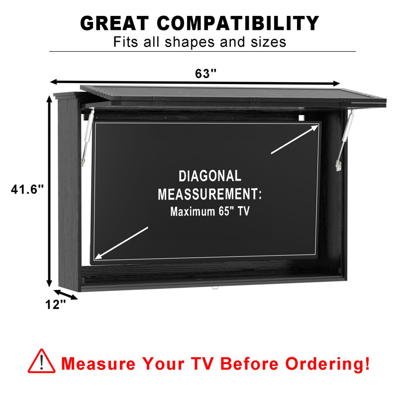 Gracie Oaks Outdoor TV Enclosure Solid Wood TV Cover 65 Inch ...