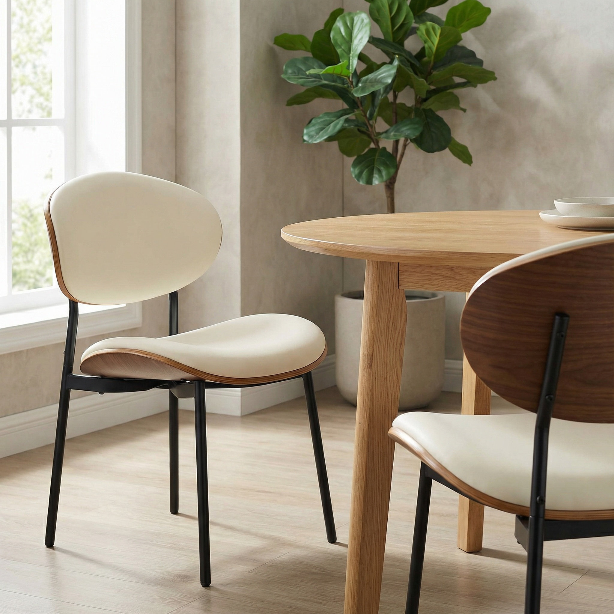 Mercer41 Mid-Century Modern Dining Chairs Set Of 2 - Premium Walnut ...