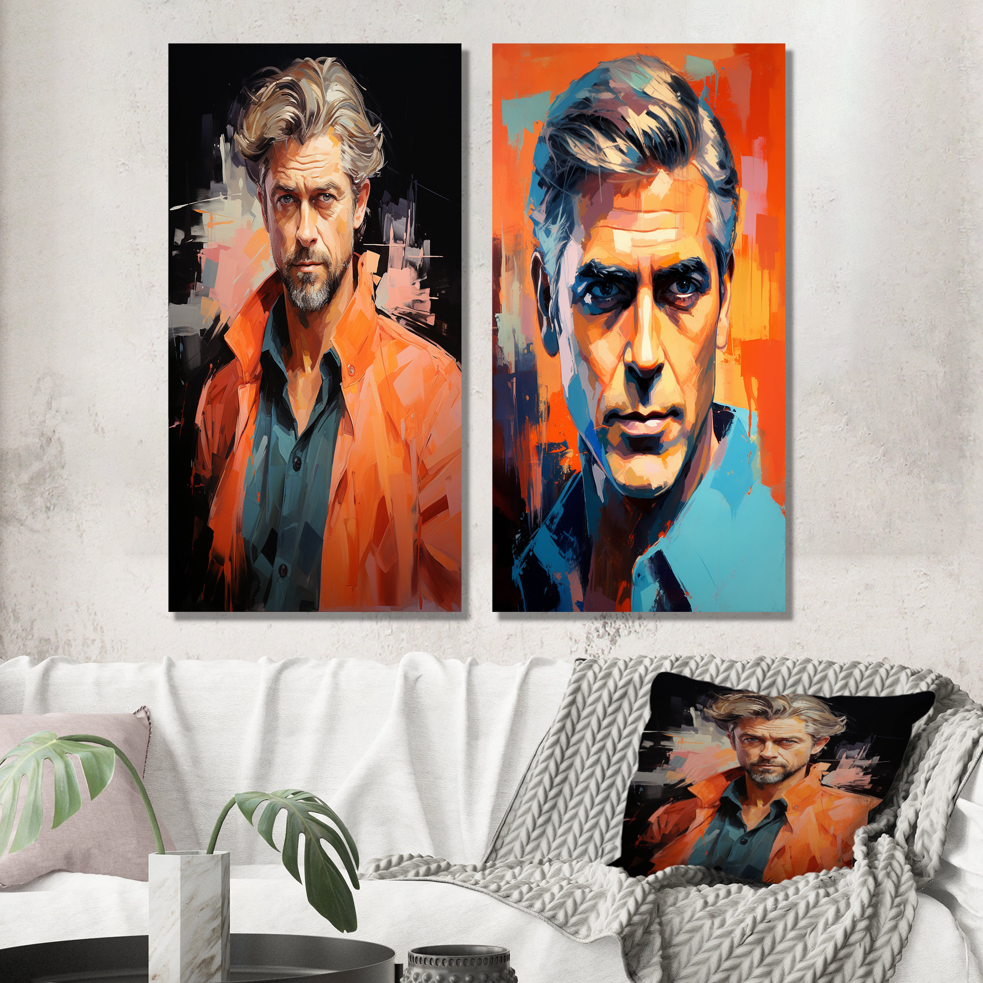 Lark Manor™ Coral Clooney Portrait - Abstract Popart Wall Decor Set Of ...