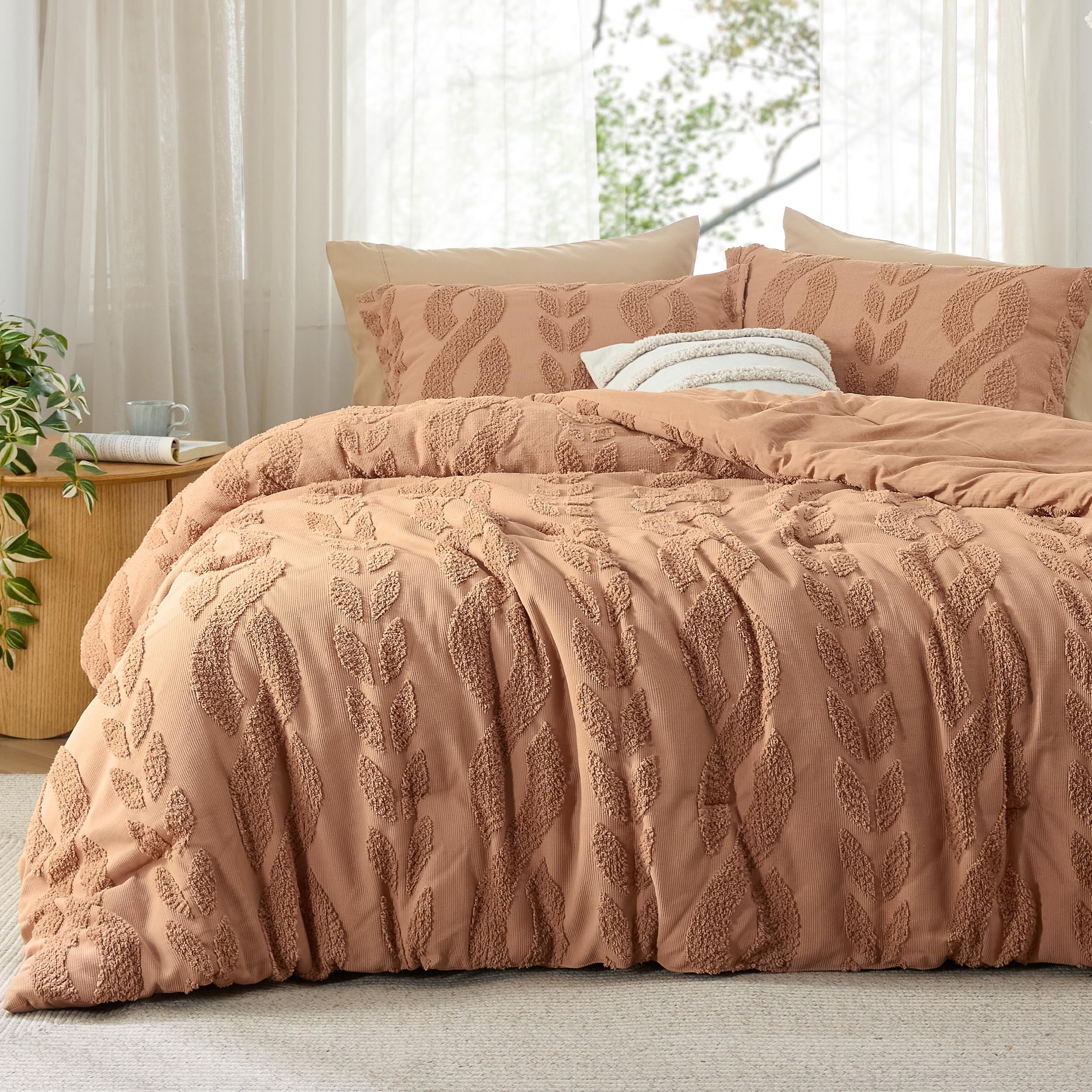 Bedsure Farmhouse Jacquard Cable Knit Pattern Comforter Set | Wayfair