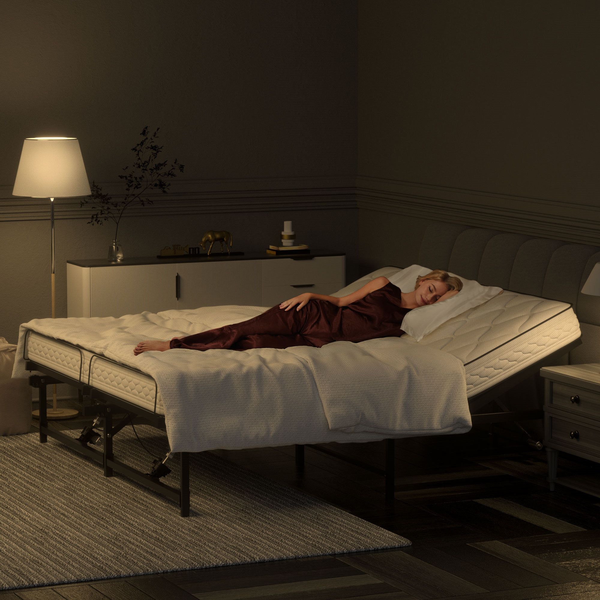 Alwyn Home Electric Adjustable Bed Frame, Head And Foot Incline Bed ...