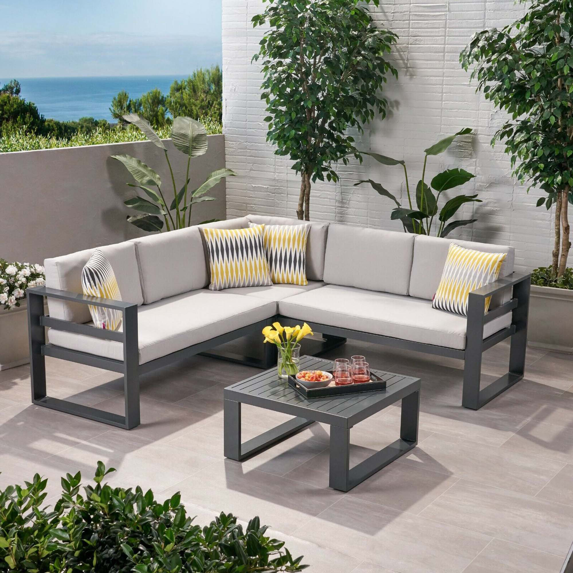 Latitude Run® Outdoor Aluminum V Shape Sofa Sectional | Wayfair