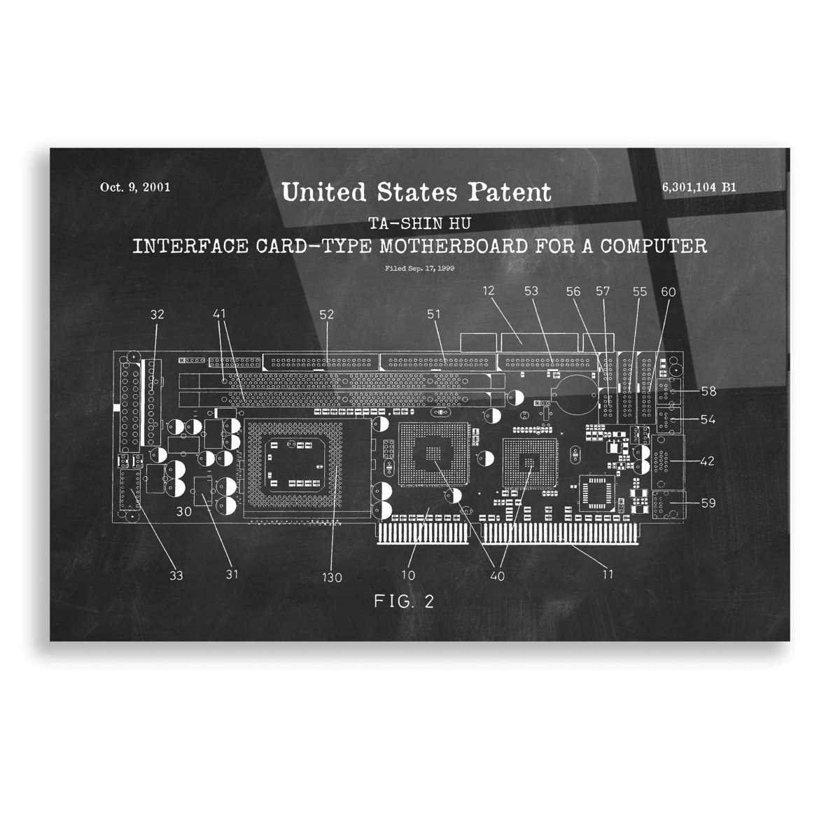 17 Stories Computer Motherboard Blueprint Patent Chalkboard - Unframed ...
