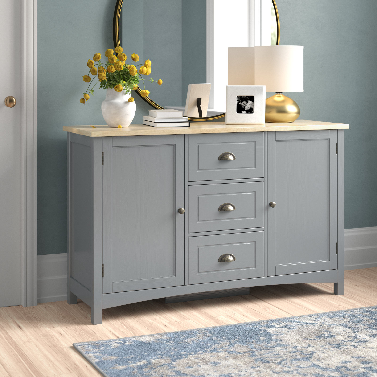 Lark Manor™ Ajanay 3 Drawer Sideboard Kitchen Buffet Cabinet Wood ...