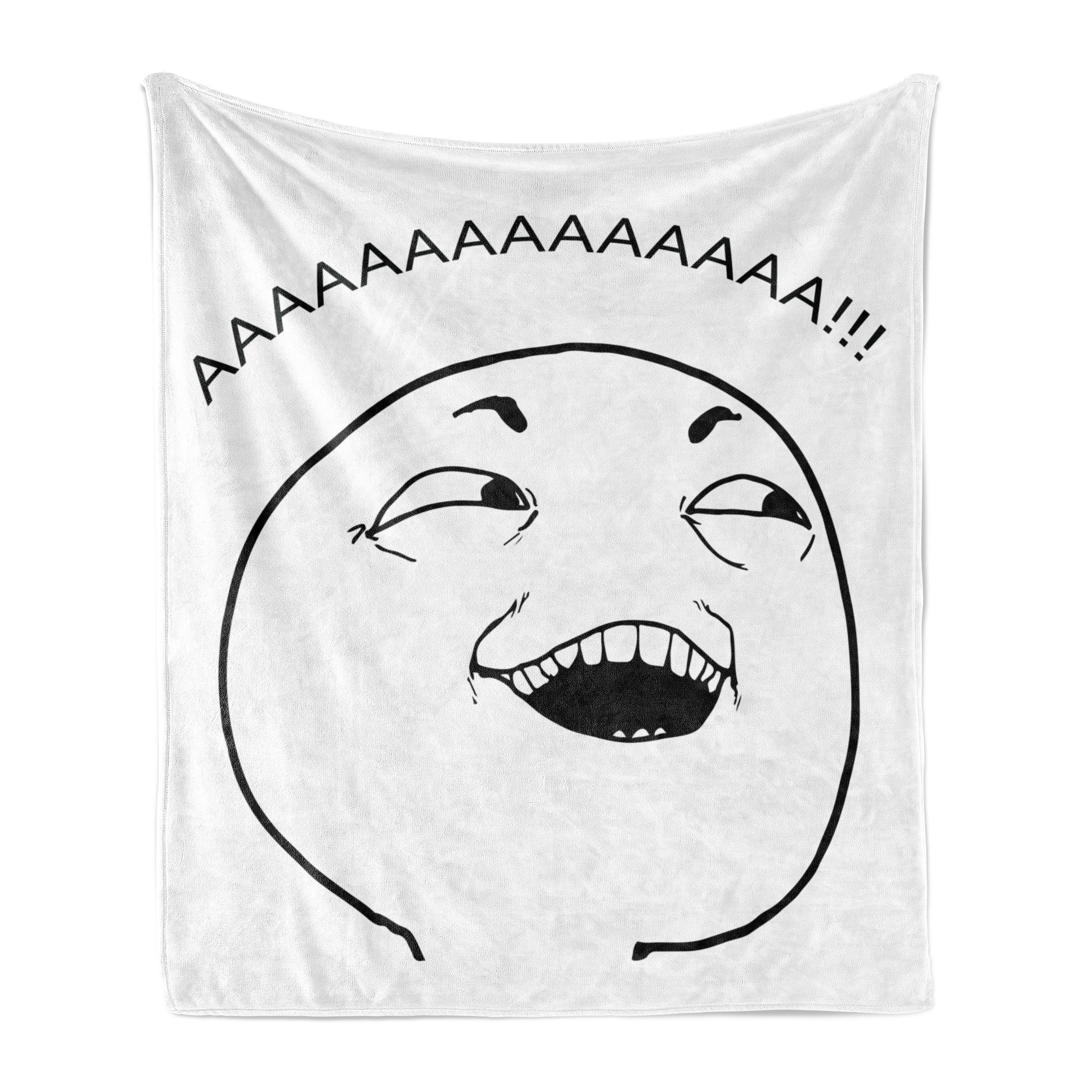 Ambesonne Humor Fleece Throw Blanket Happy Boy Meme Black and White ...