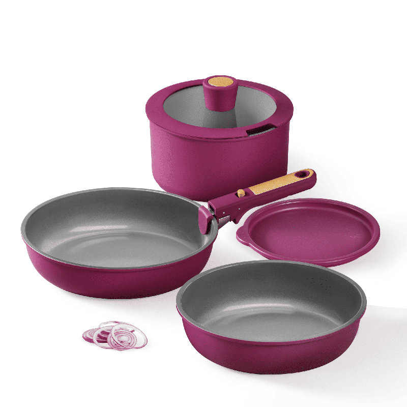CAROTE 6-Piece Purple Pots And Pans Set Non Stick With Detachable ...